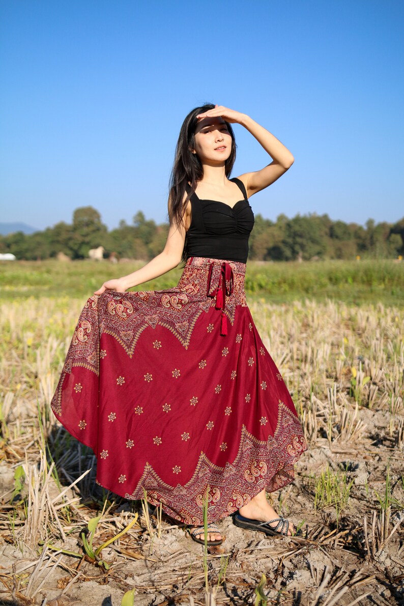 VROUWEN BOHO ROK Lange Maxi Hippie Rok Soft Rayon Peacock | Etsy Nederland