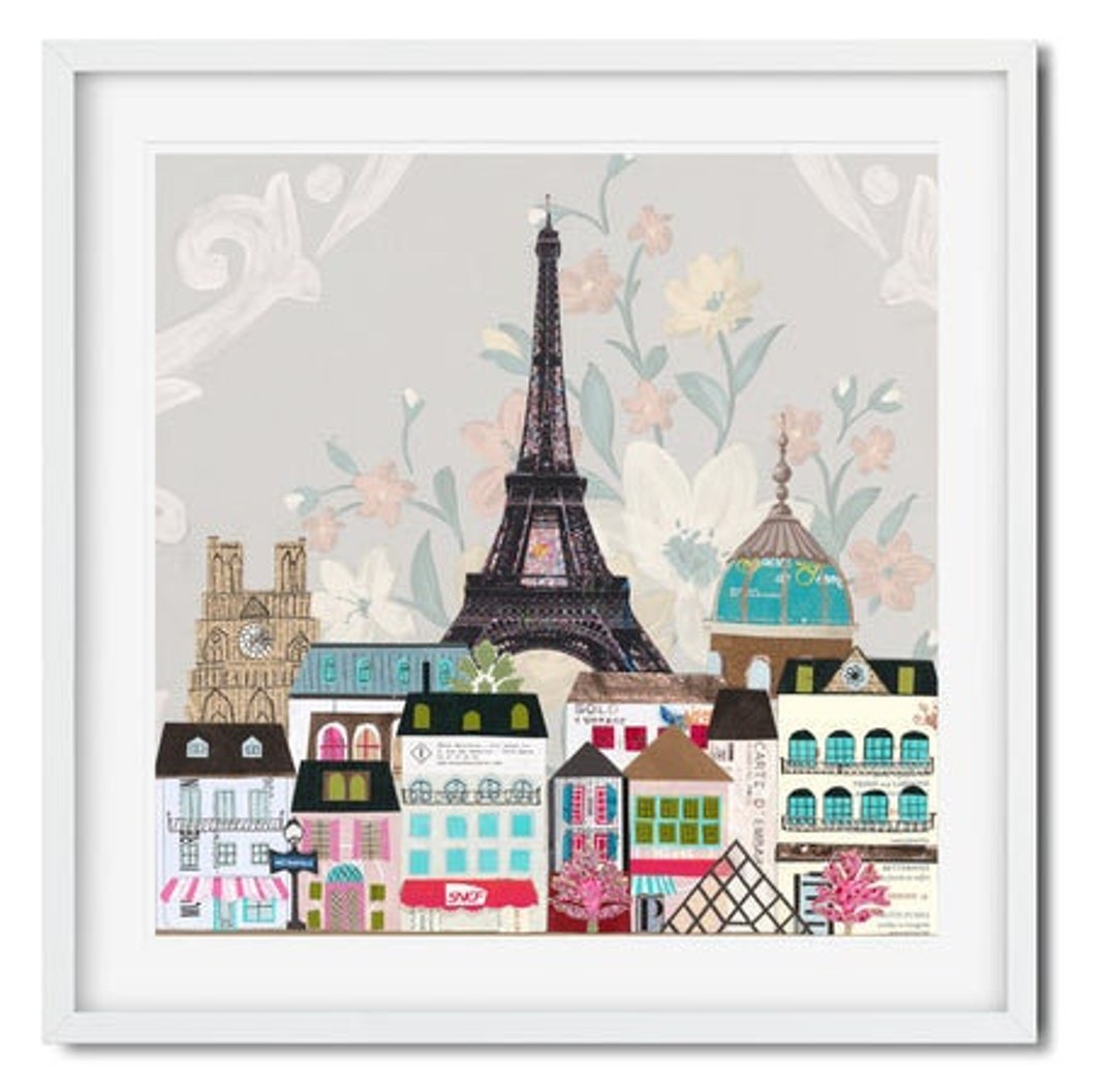Eiffel Tower Paris Art, Paris Collage Art, Paris Wall Art, Eiffel Tower ...