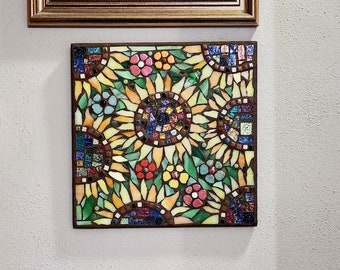Sunflower Garden Mosaic, 12 X 12 Inch, Wall Art Plaque, Handmade Home ...