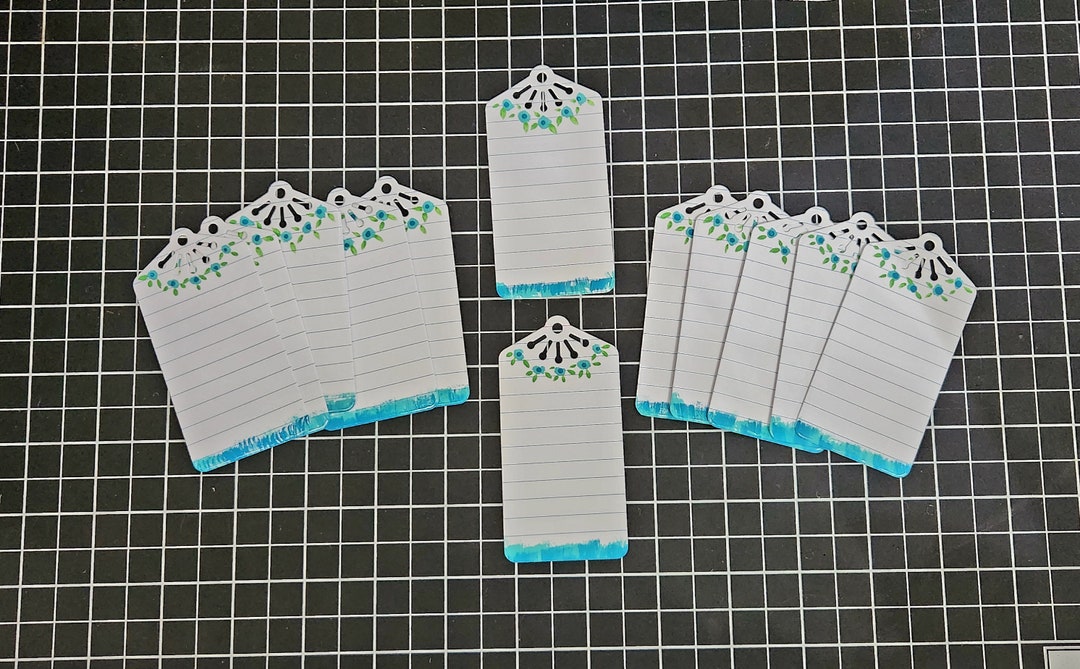 12 Lined Floral Tags, Index Card Junk Journal Supplies, Tags ...