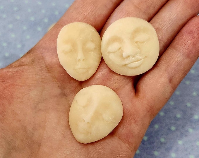 6 Piece Lot Plain Polymer Clay Face Cabochon, Faces, Flat Back Bead,1 1 ...