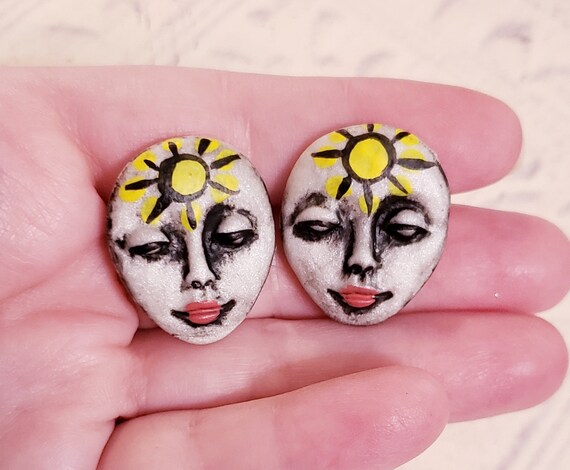 Aztec Sun Fairy Goddess Witch Doll Polymer Clay Face Cabochon - Etsy