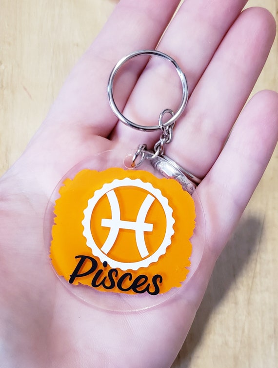 Pisces Keychain 2 Inch Acrylic Key Fob Zodiac Sign - Etsy