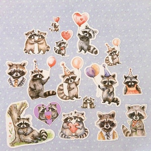 Raccoon Cut Outs for Junk Journal Supplies, Die Cut Raccoons for ...