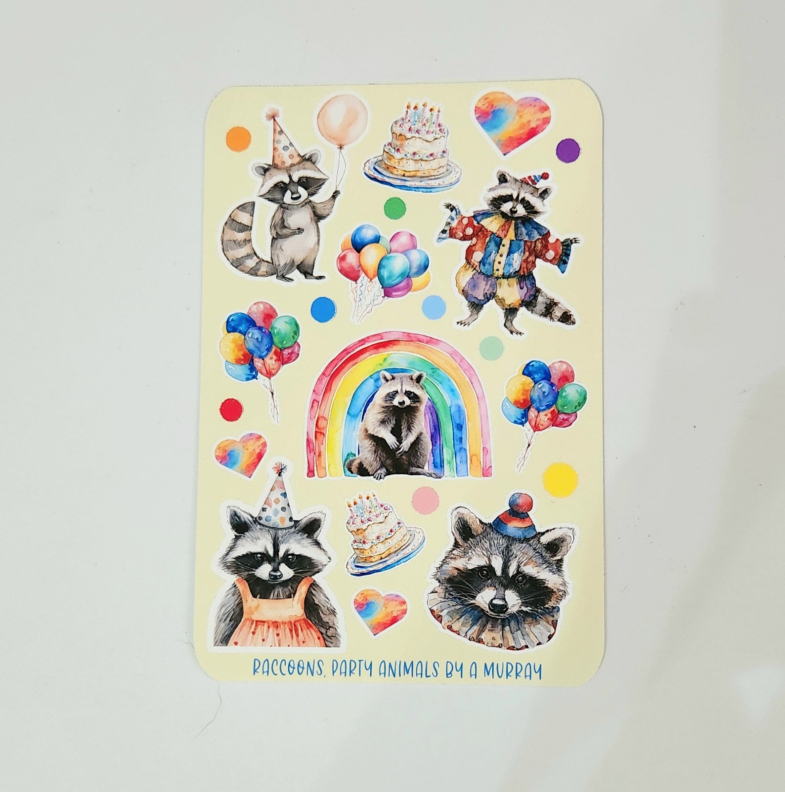 Raccoons Party Animals Sticker Sheet, Variety Stickers, Vinyl Matte ...