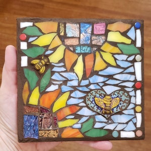 For the Love of Bees and Sunflowers Mosaic, 6x6 Inch, Bright Colors ...