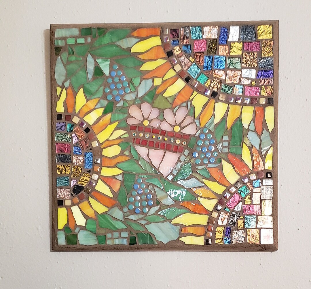 Sunflower Garden Mosaic 12 X 12 Inch Wall Art Plaque - Etsy