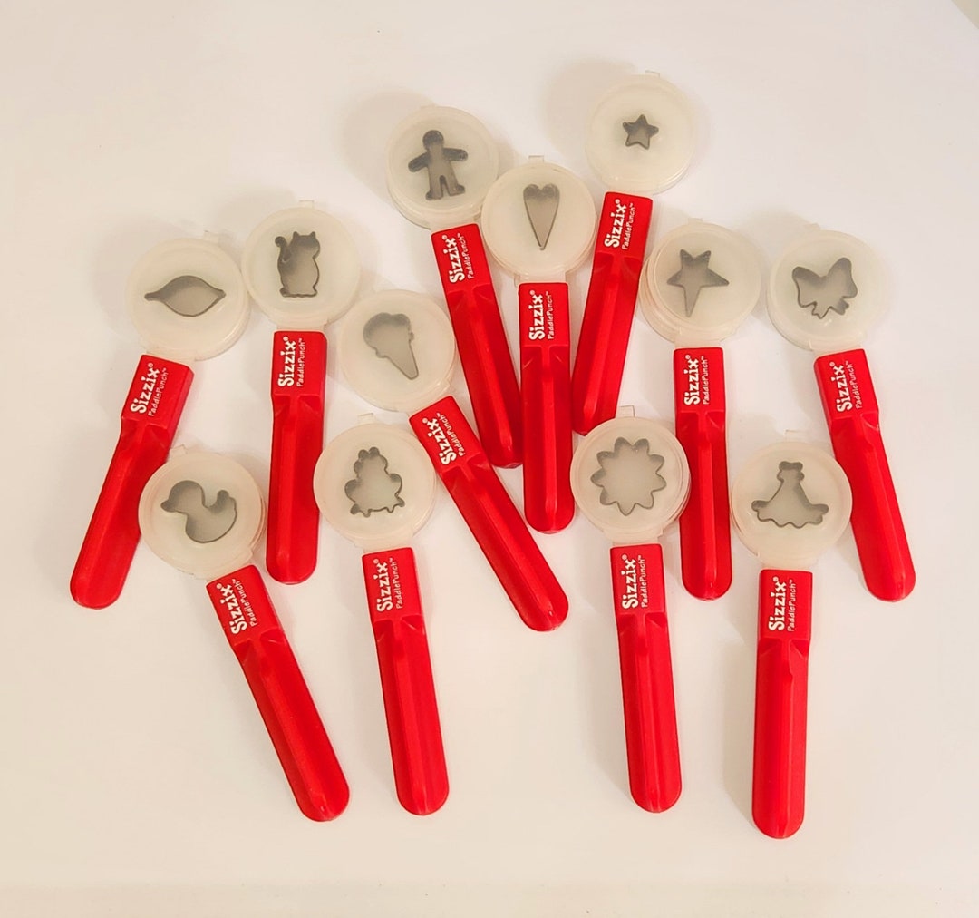 Sizzix Paddle Punch, 12 Piece Set of Frog Duck Star Leaf Paper Doll Boy ...