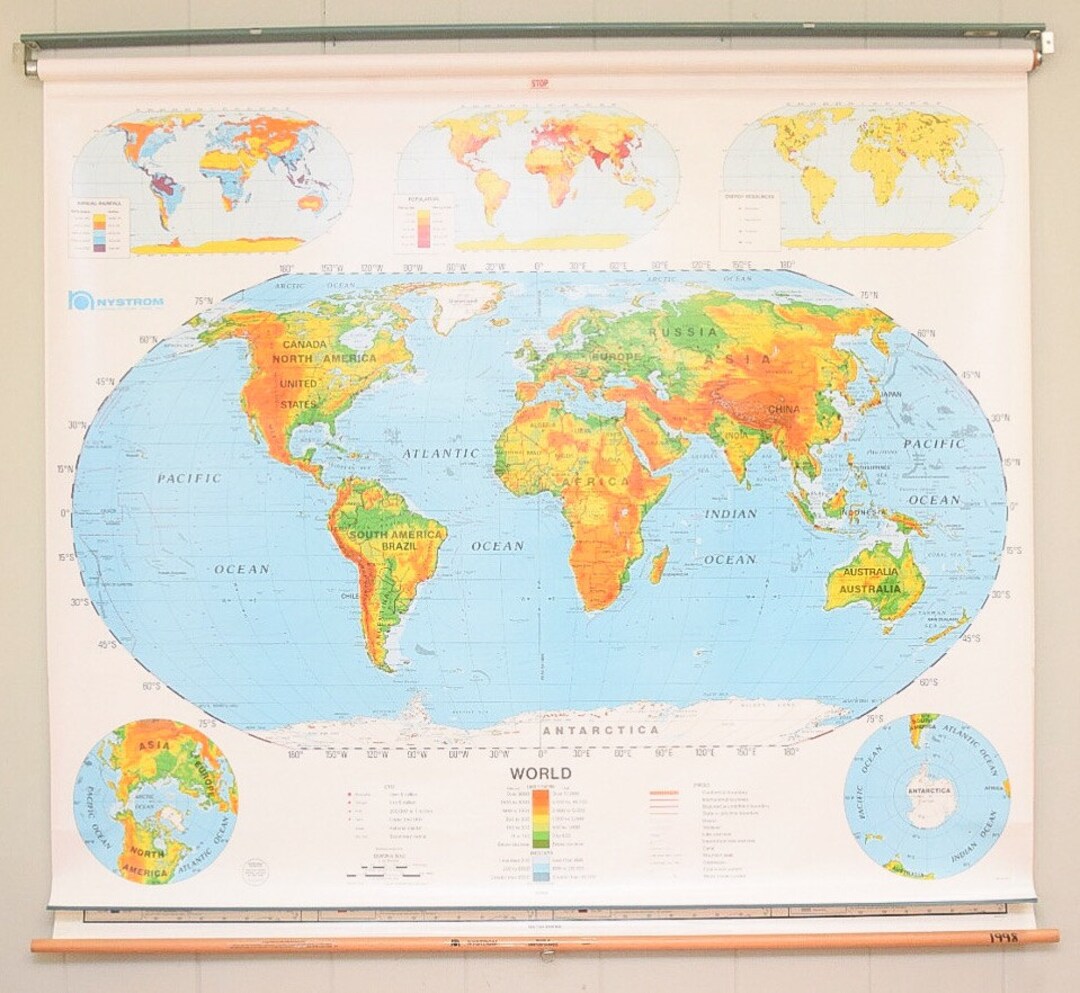 Vintage Classroom Pulldown Map 2 in 1 - Etsy