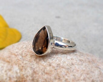 Brown stone ring | Etsy