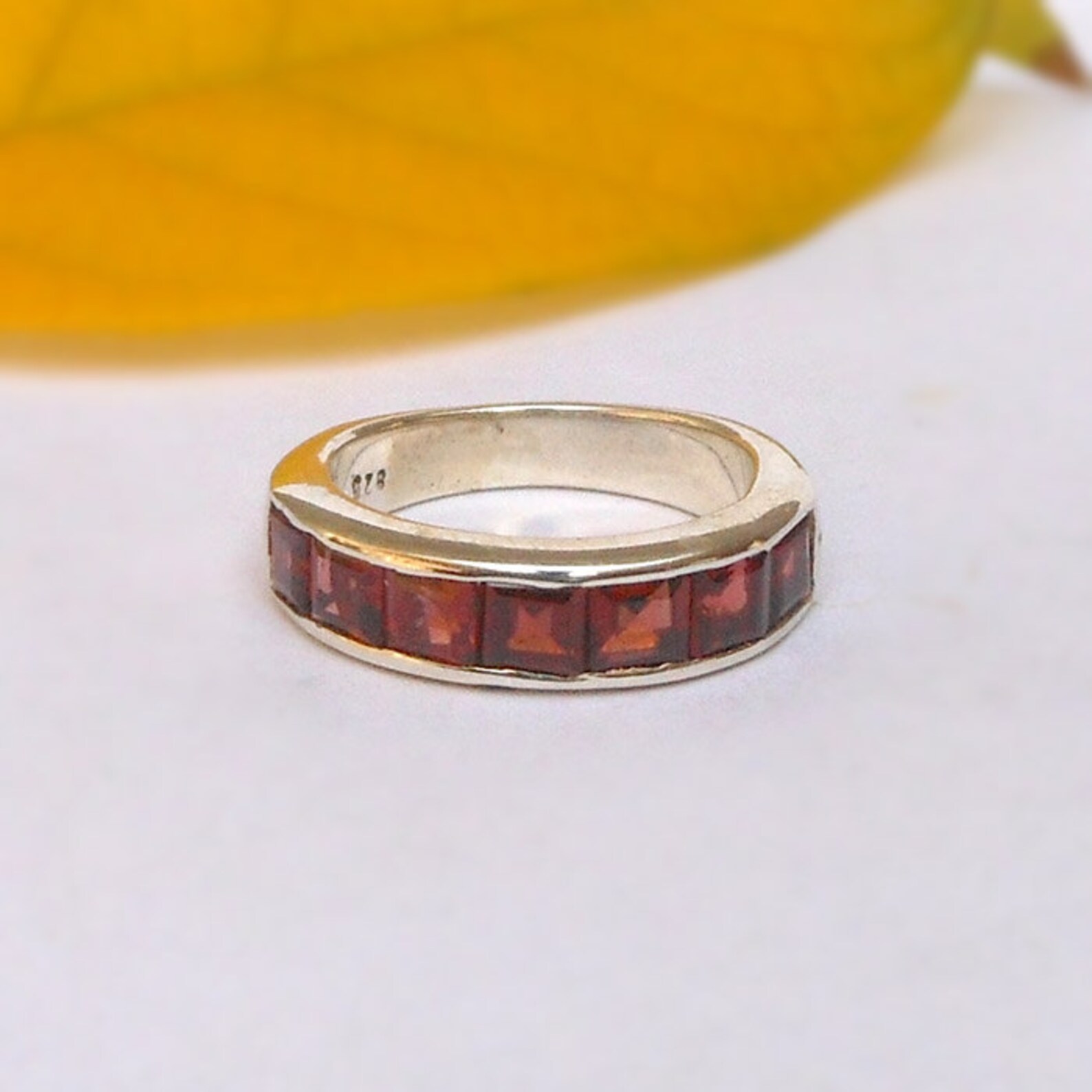 Garnet Eternity Ring Half Eternity Band Garnet Channel Set - Etsy