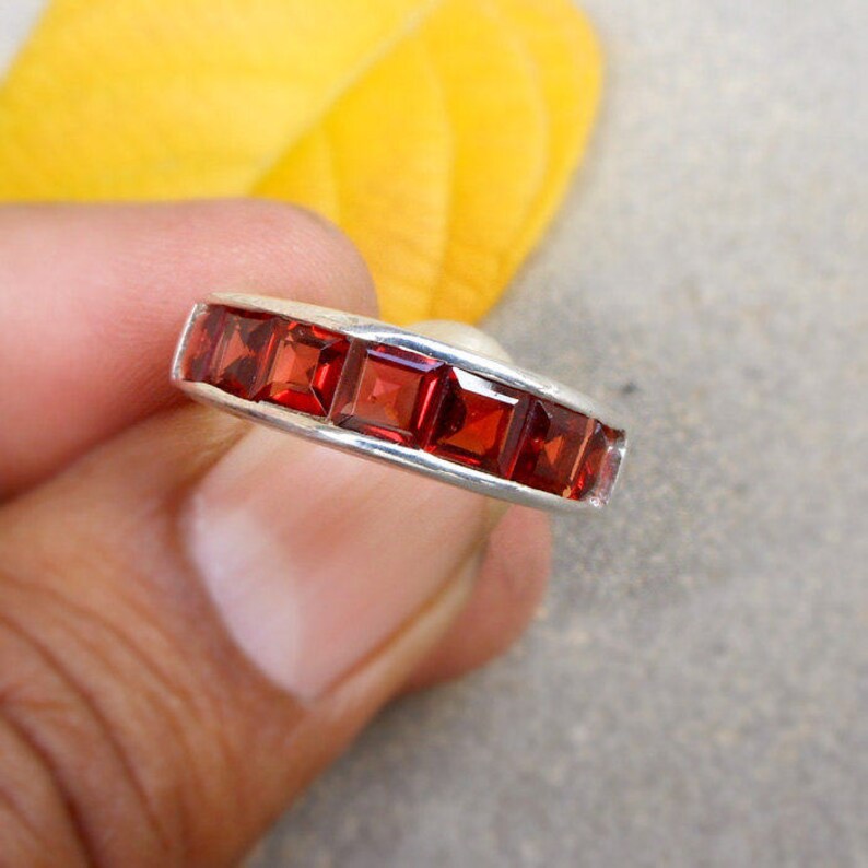 Garnet Eternity Ring Half Eternity Band Garnet Channel Set - Etsy