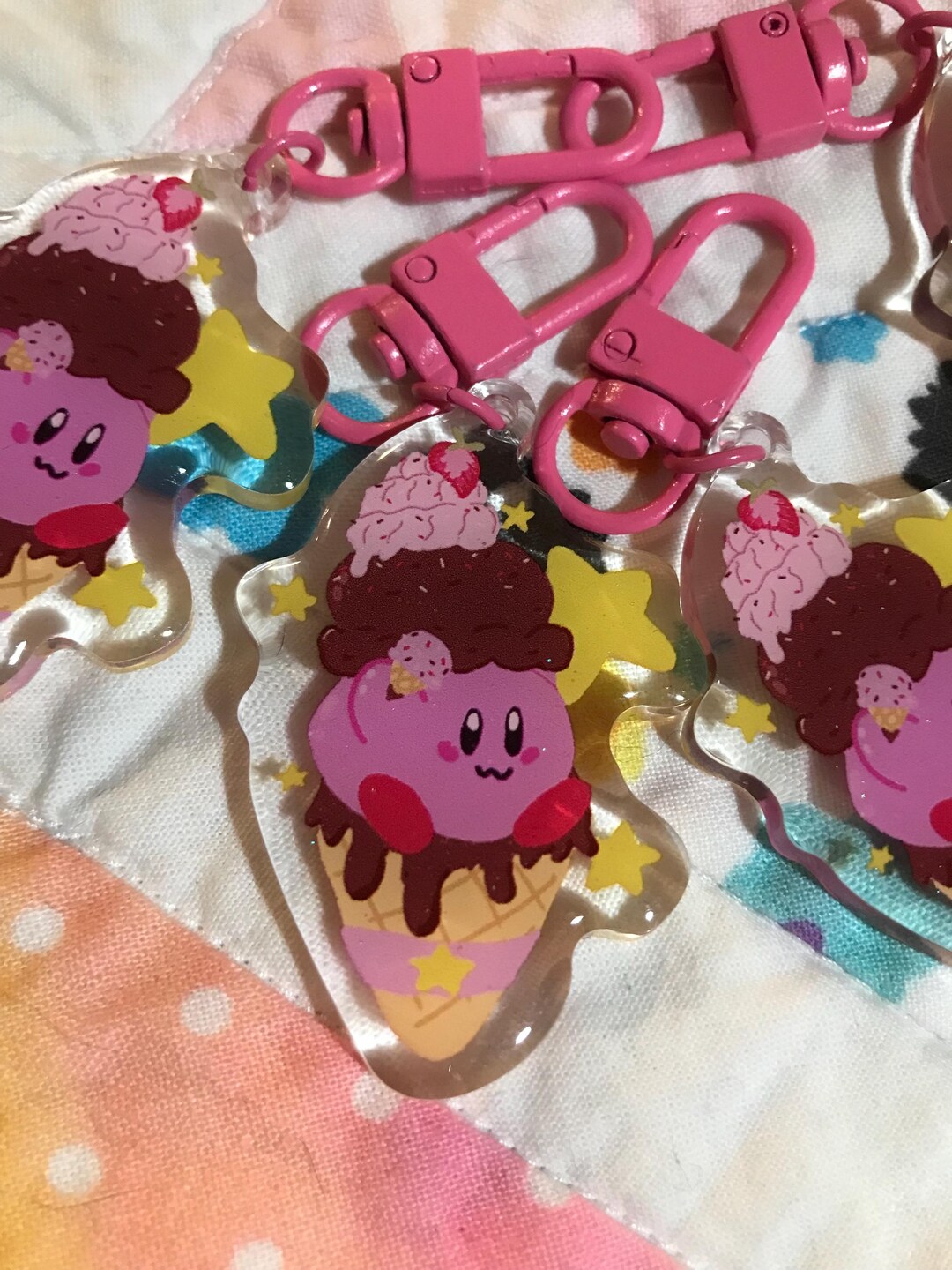 Kirby Ice Cream Cone Acrylic Keychain - Etsy