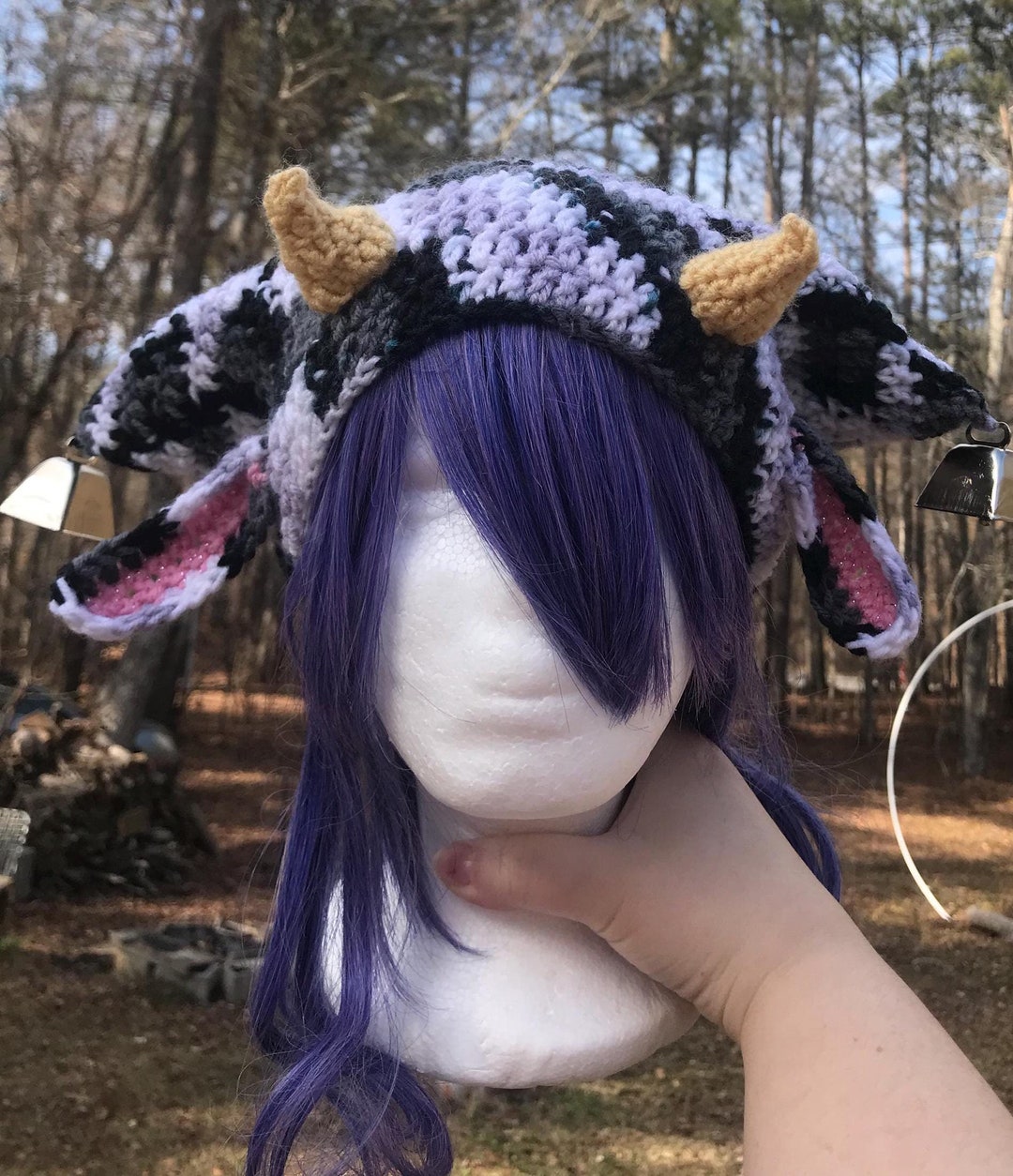 Cow Ears With Horns Fursuit Cowgirl Furry Crochet Jester Hat With ...