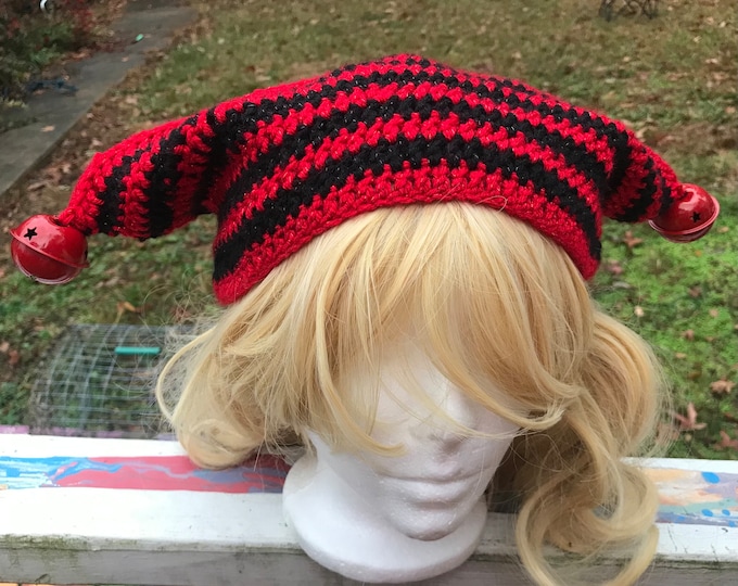 Crochet Jester Hat With Working Bells - Clowncore Alternative Scene Emo ...