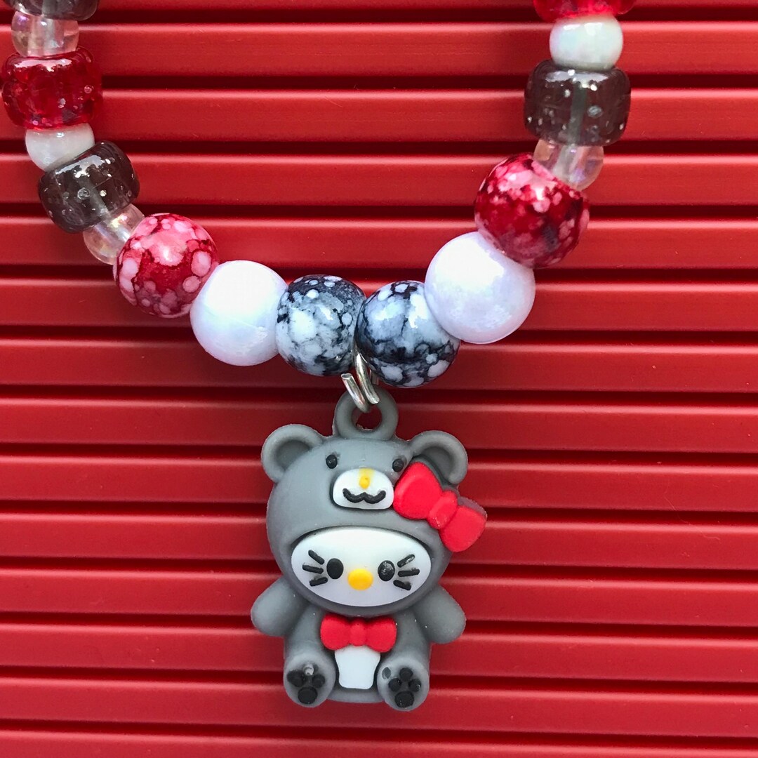 Hello Kitty Halloween Sanrio Necklace Jfashion Decora Beaded Necklace ...