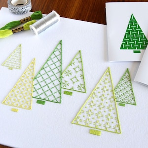 Yule Trees Hand Embroidery Pattern for a Modern and Minimalist Holiday ...