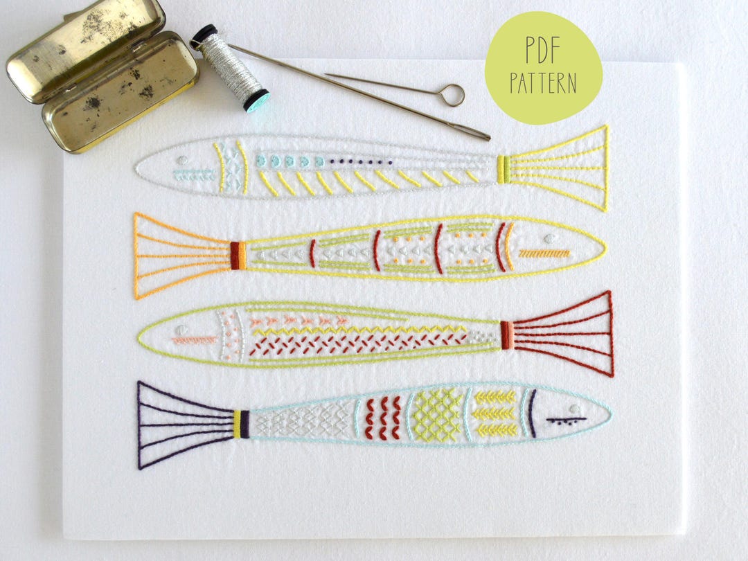 Skinny Fish Hand Embroidery Pattern. Colourful With a Good Selection of ...