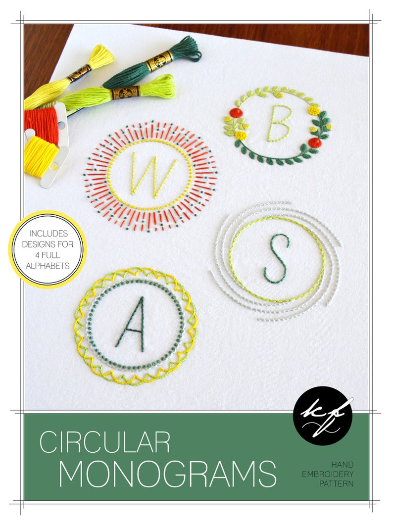 Circular Monograms Hand Embroidery Pattern a Modern - Etsy Australia