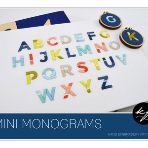 Mini Monograms Hand Embroidery Pattern, a Modern Embroidered Alphabet ...