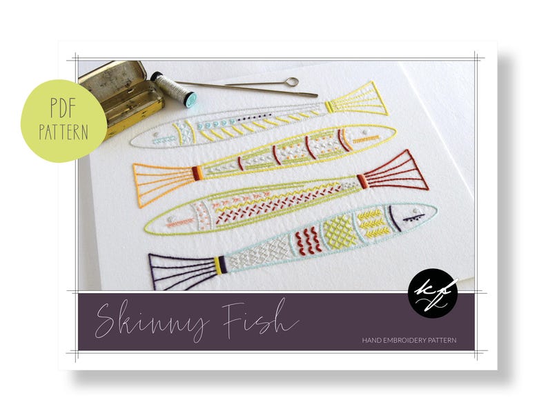 Skinny Fish Hand Embroidery Pattern. Colourful With a Good Selection of ...