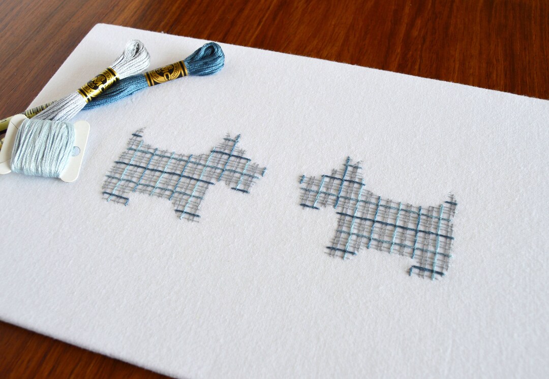 Tartan Scotties Embroidery PDF Pattern for Scottish Terriers - Etsy