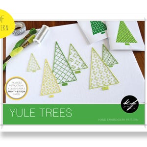Yule Trees Hand Embroidery Pattern for a Modern and Minimalist Holiday ...