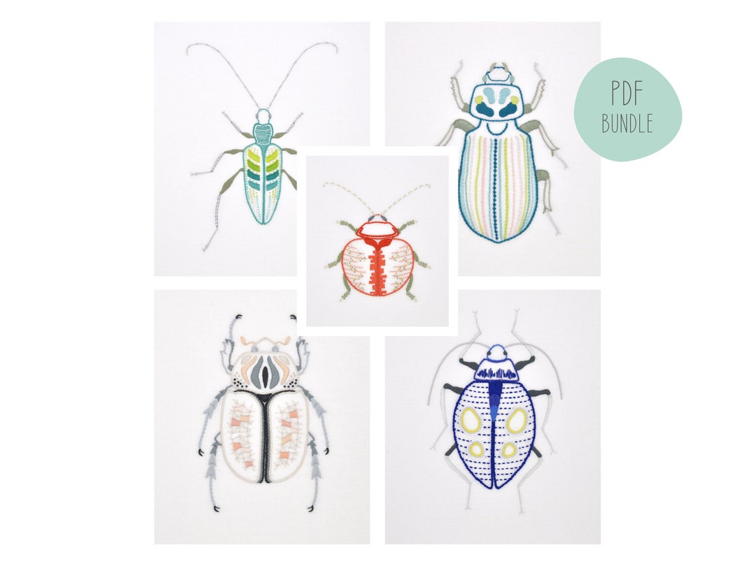Beetles, 5 Hand Embroidery Patterns for Lifelike Bug Insects - Etsy