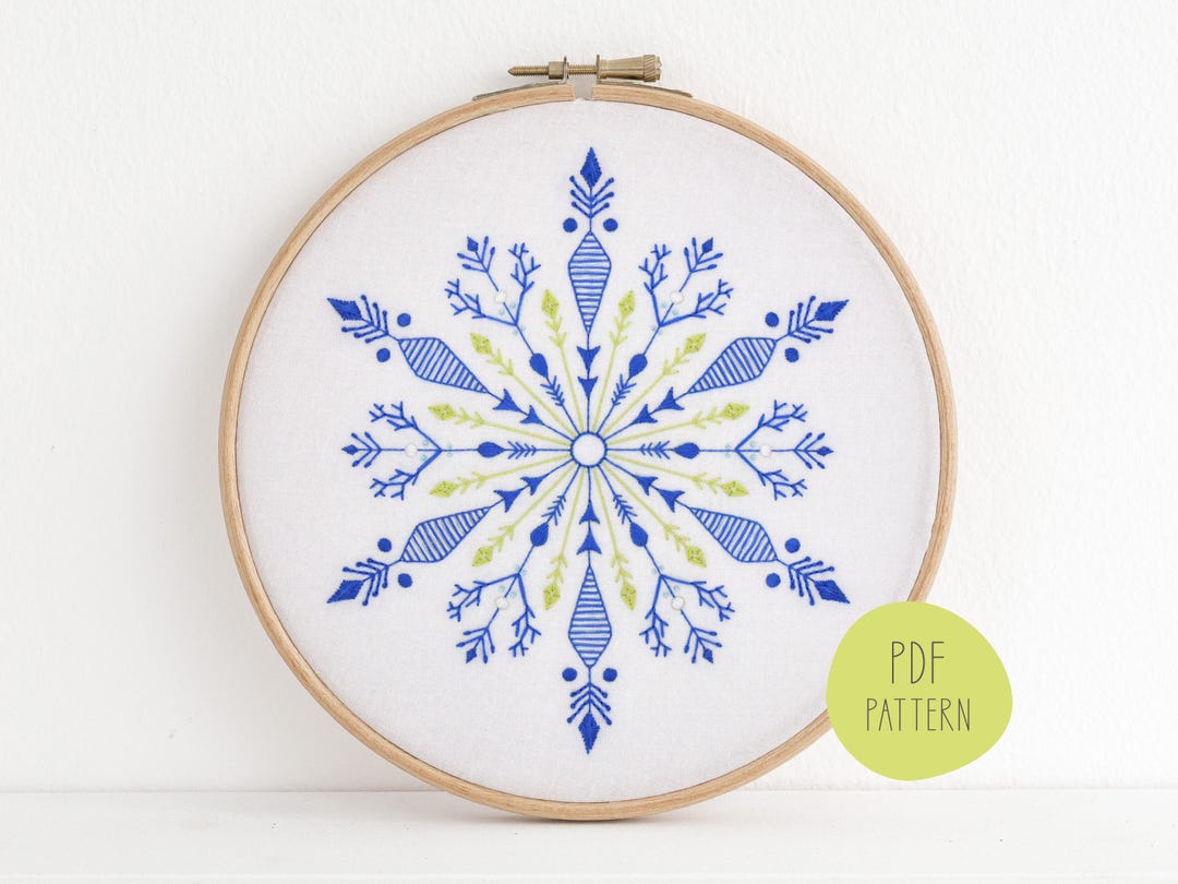 Modern Snowflake Embroidery Pattern, a Fresh Contemporary Snowflake ...