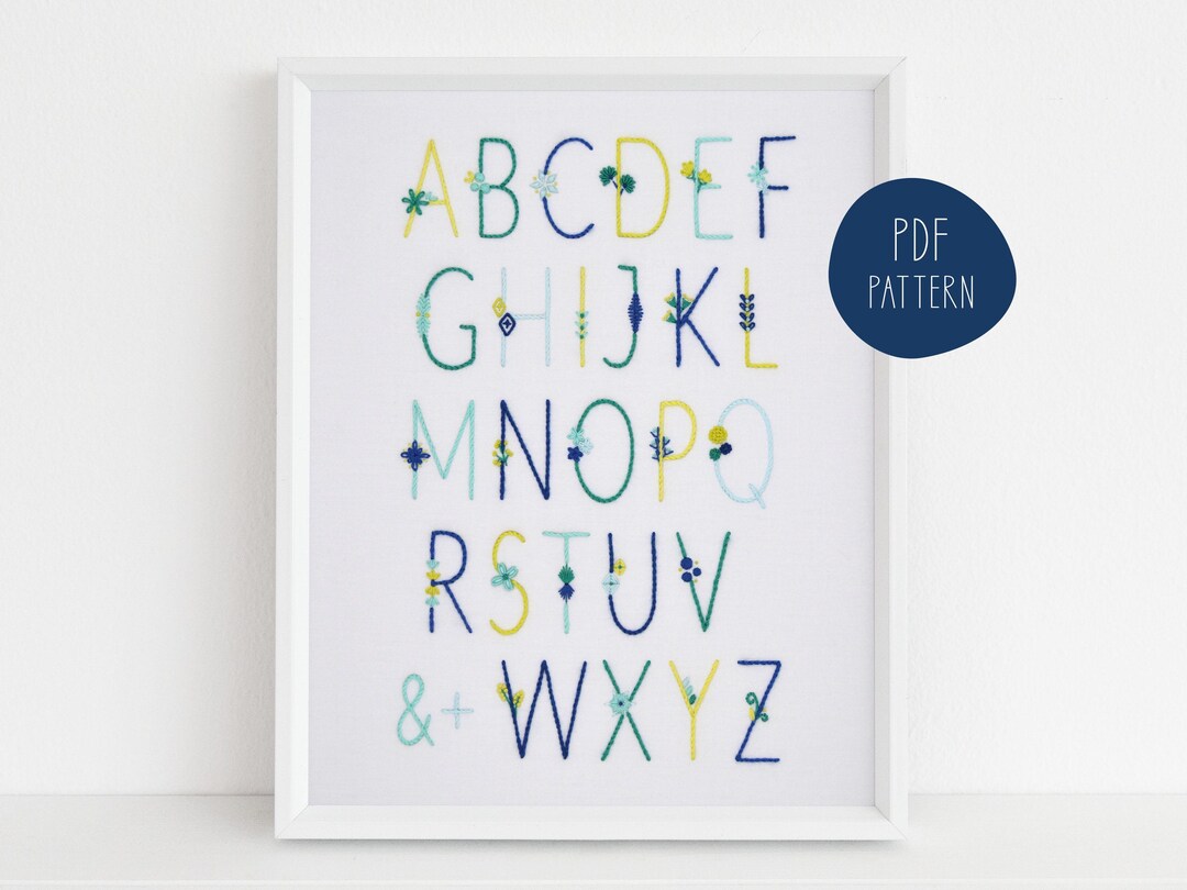Fine Lines Lettering Hand Embroidery Pattern, an Alphabet of Letters ...