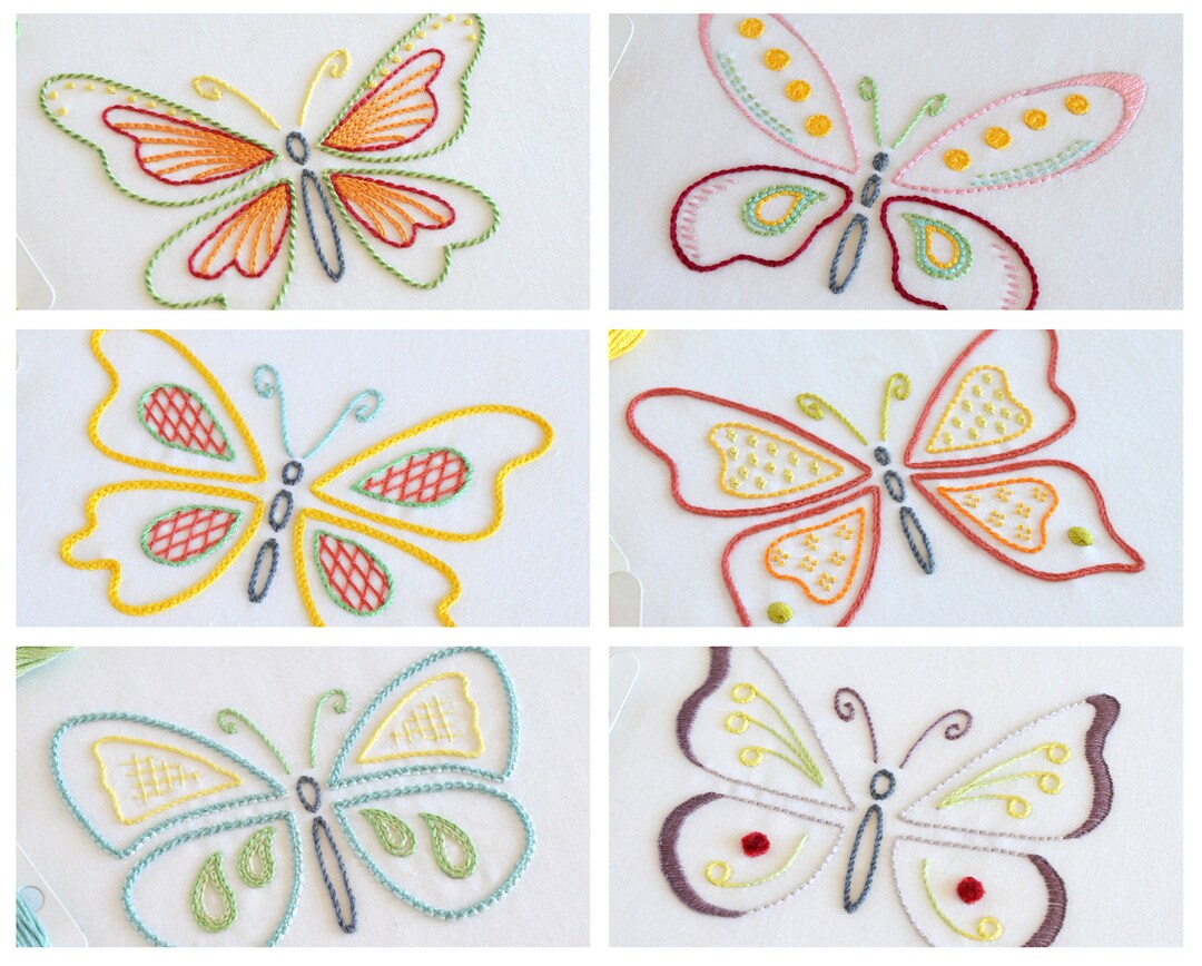 Papillon, 6 Butterfly Designs in One PDF Embroidery Pattern - Etsy