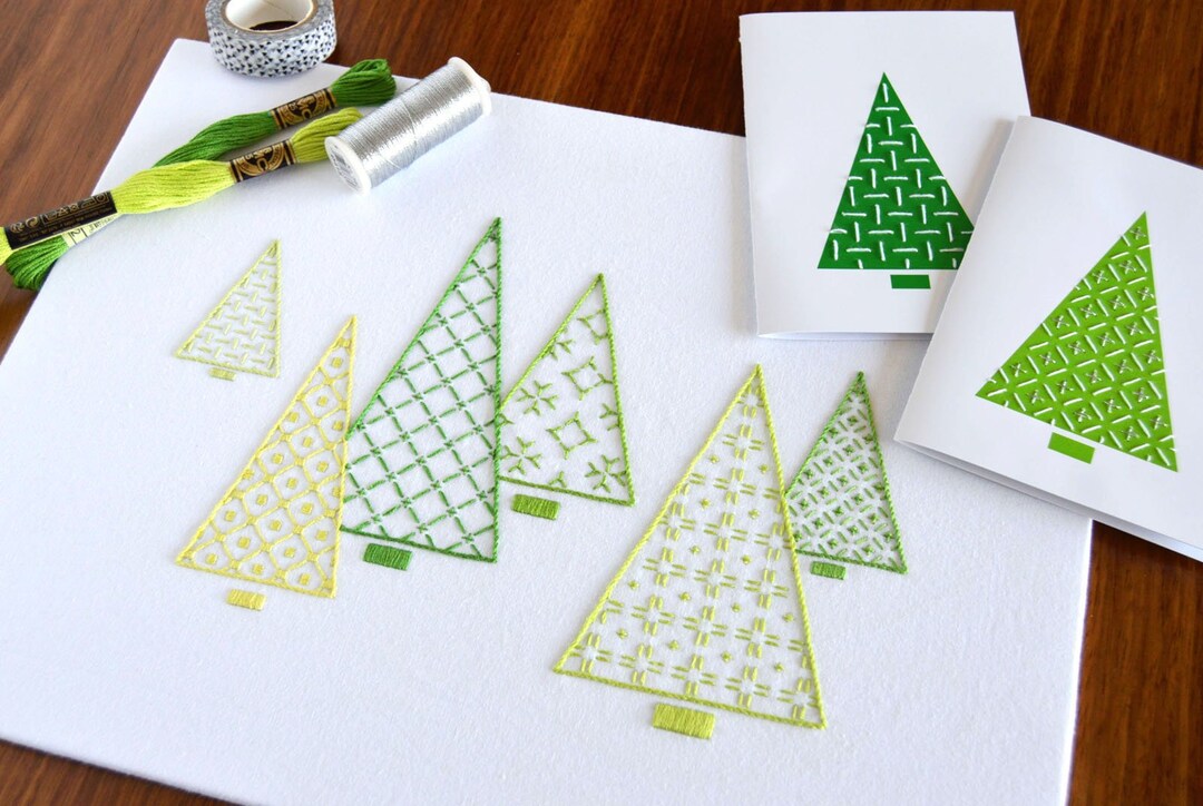 Yule Trees Hand Embroidery Pattern for a Modern and Minimalist - Etsy