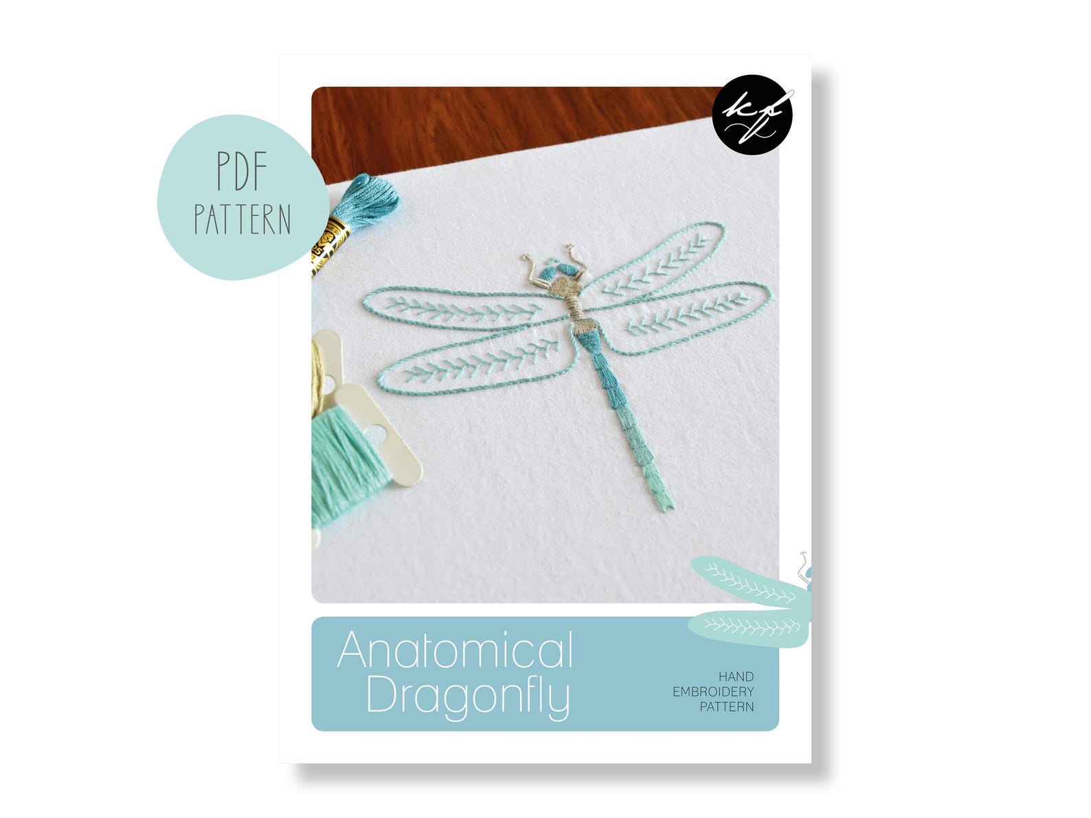 Anatomical Dragonfly Hand Embroidery Pattern. A Lifelike Design for an ...