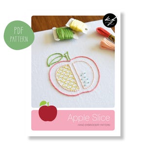 Apple Slice Embroidery Pattern of a Crisp Pink Fruit, Ideal for Tea ...