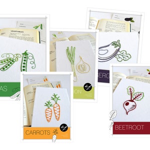 Veg Box I, 5 Vegetable Embroidery Patterns for an Aubergine, Beetroot ...