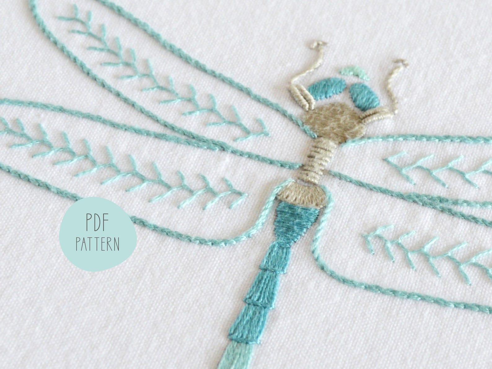 Anatomical Dragonfly Hand Embroidery Pattern. A Lifelike Design for an ...