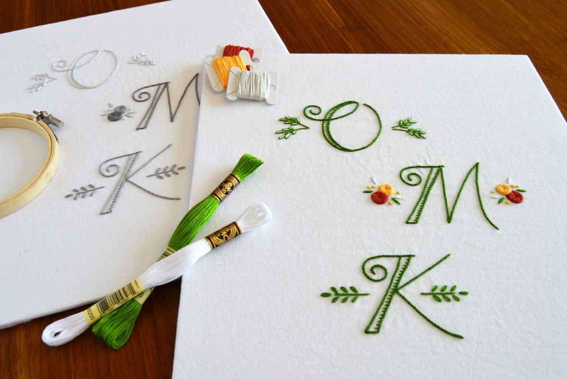 Classic Monograms Hand Embroidery Pattern a Modern Embroidery - Etsy