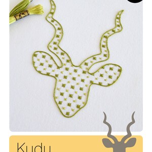 Kudu Embroidery Pattern for a Wild Buck in a Modern, Minimalist Style ...