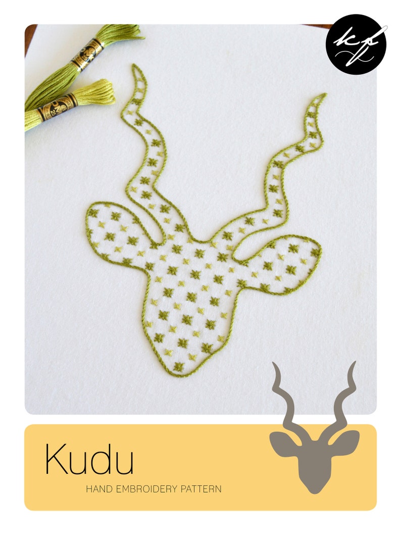 Kudu Embroidery Pattern for a Wild Buck in a Modern, Minimalist Style ...