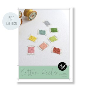 Cotton Reels Hand Embroidery Pattern. Vintage Thread Spools Filled With ...