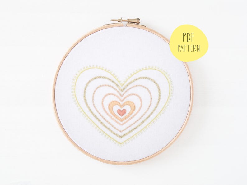 Radiant Heart, an Embroidery Pattern in Dusty Pink and Gold for Love ...