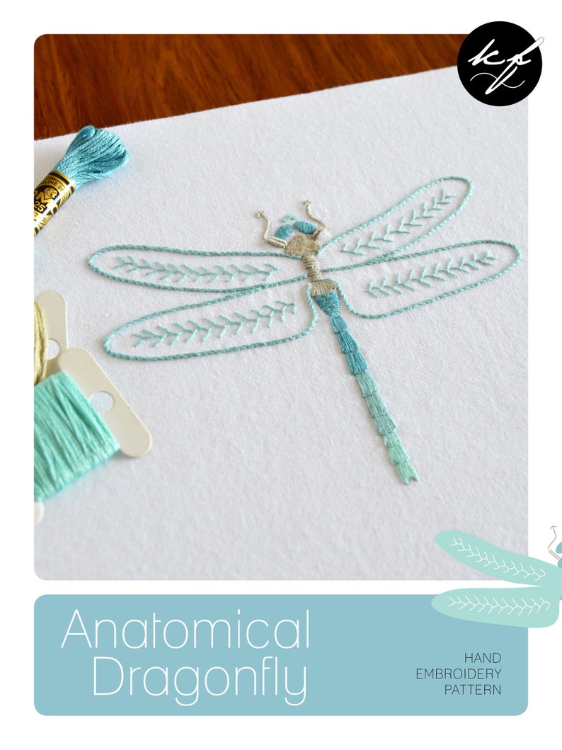 Anatomical Dragonfly Hand Embroidery Pattern a Modern - Etsy