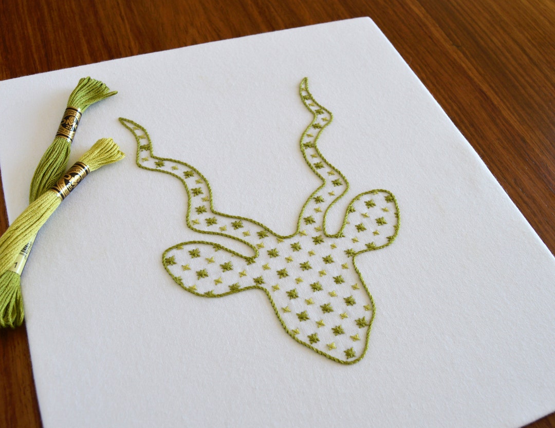 Kudu Embroidery Pattern for a Wild Buck in a Modern, Minimalist Style ...