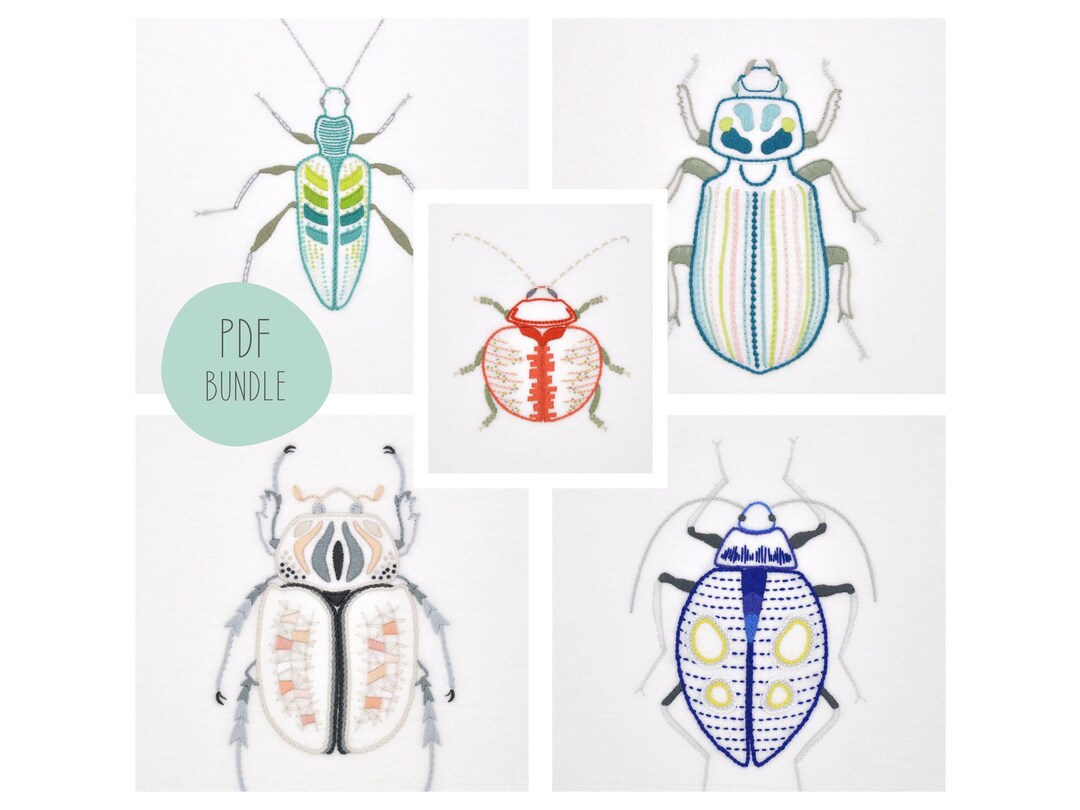 Beetles, 5 Hand Embroidery Patterns for Lifelike Bug Insects - Etsy