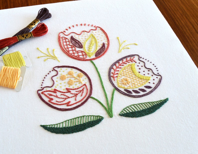 Modern Jacobean, 5 Hand Embroidery Patterns With a Fresh Take on Crewel ...