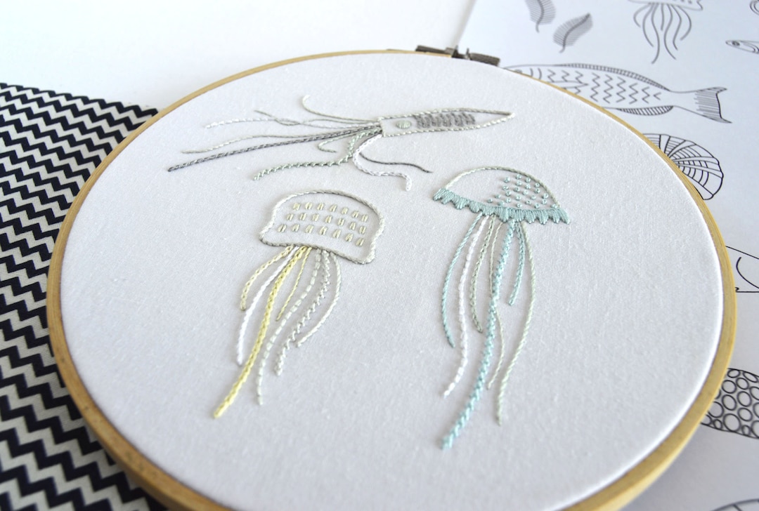 Jellyfish Embroidery Pattern for Three Luminous Sea Jellies From the ...