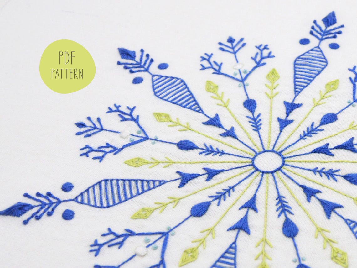 Modern Snowflake Embroidery Pattern, a Fresh Contemporary Snowflake ...
