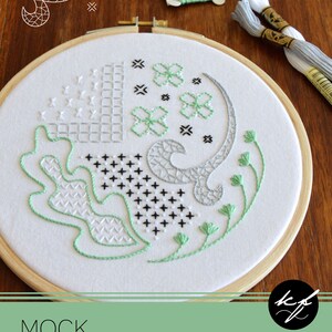 Mock Blackwork Hand Embroidery Pattern, a Contemporary Design Filled ...