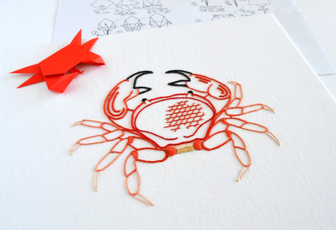 Anatomical Crab Embroidery Pattern of a Clawed Crustacean - Etsy