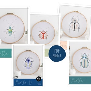 Beetles, 5 Hand Embroidery Patterns for Lifelike Bug Insects - Etsy